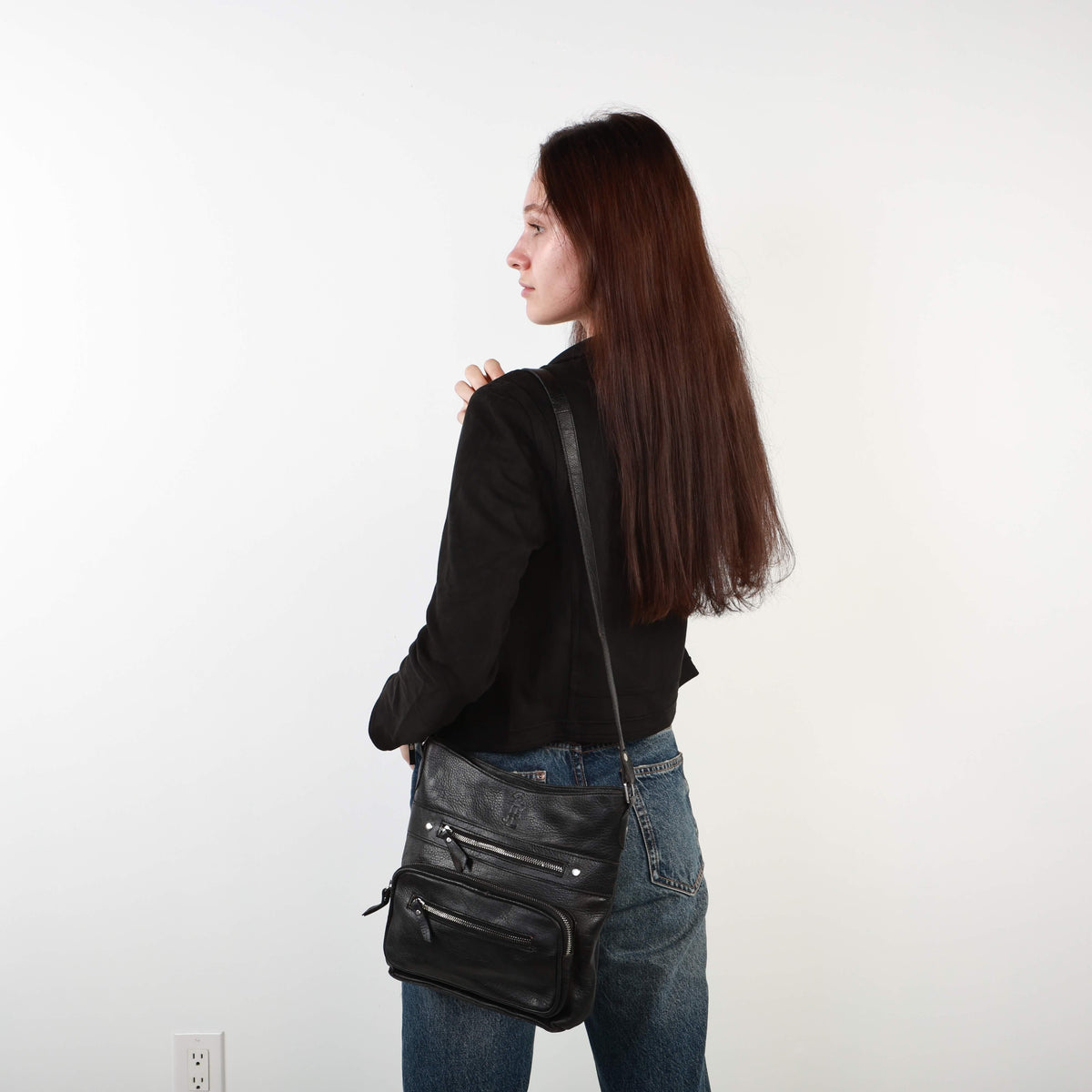 Shop Women's Leather Slim Crossbody Bag - SKU: LCB-3391-BLK - Leather ...