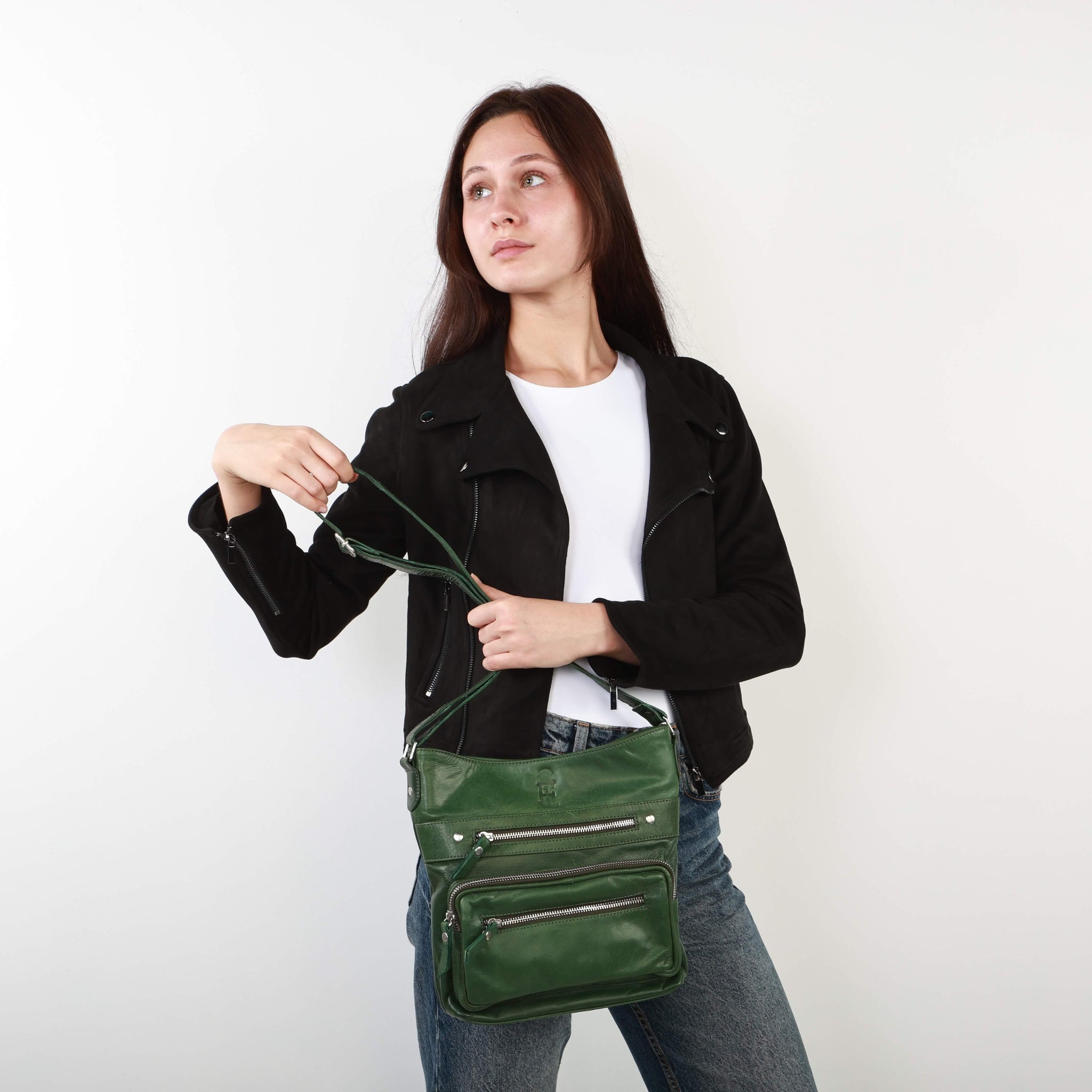 Shop Women's Leather Slim Crossbody Bag - SKU: LCB-3391-BLK - Leather ...