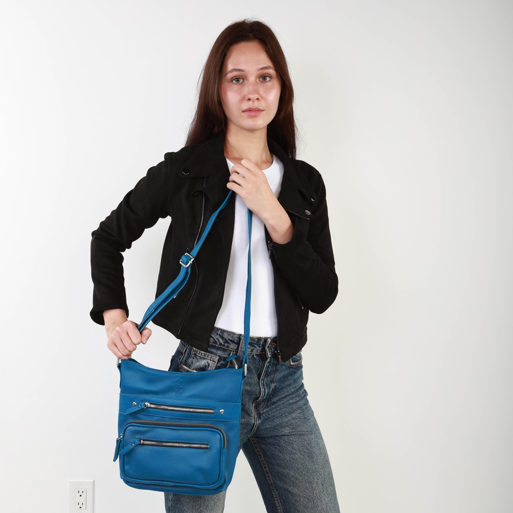Shop Women's Leather Slim Crossbody Bag - SKU: LCB-3391-BLK - Leather ...